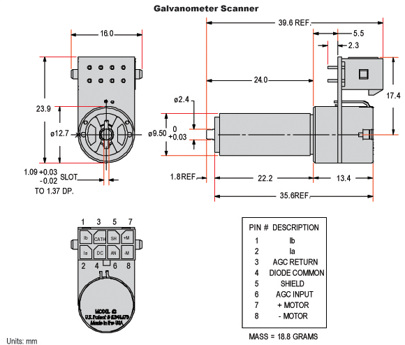 6215H XY-Galvanometer-Scanner, 5 mm Spiegel, Protected Silber